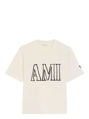 Ami Logo-print T-shirt - Neutrals