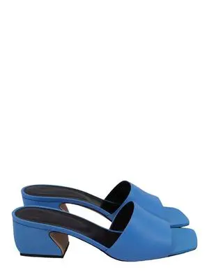 SERGIO ROSSI Square-toe Block Heel Sandals - Blue