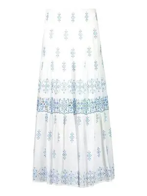 Temptation Positano Sorbetto Embroidered Midi Skirt - White