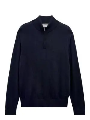 Pringle Of Scotland Quarter-zip Merino Wool Sweater - Blue