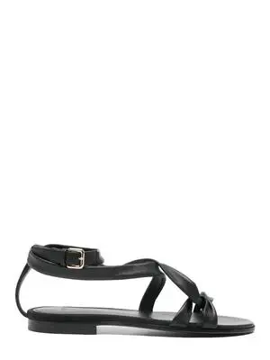 Co Knotted Strap Flat Sandals - Black