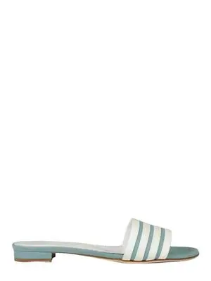 Manolo Blahnik Striped Flat Sandals - White