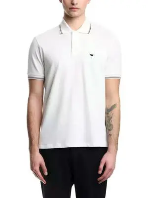 Emporio Armani Slim Fit Polo In Stretch Cotton Pique - White