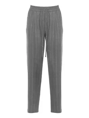 Antonelli Firenze Pinstriped Drawstring Trousers - Grey