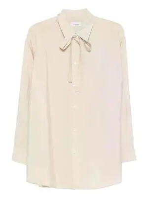 LEMAIRE Tie-neck Button-up Shirt - Neutrals