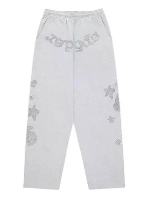 SP5DER Rhinestone Wide-leg Track Pants - Grey