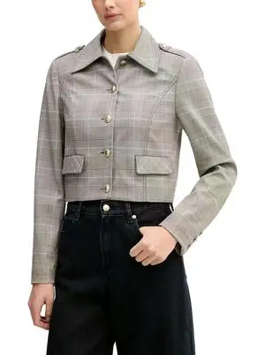Guess Checked Cropped Jacket - Neutrals