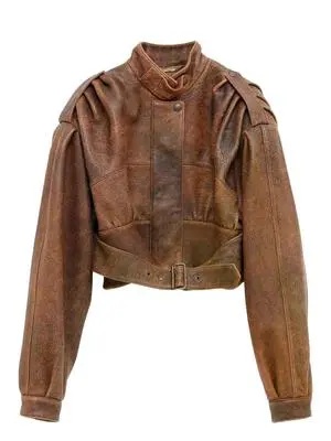 Chloé Buckled Leather Jacket - Brown