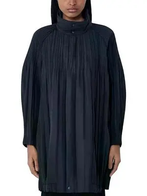 Issey Miyake High-neck Pleated Coat - Black