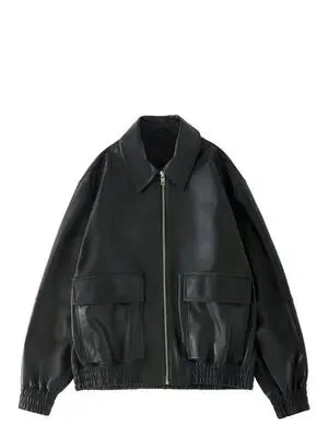 Studio Nicholson Piston Zip-up Leather Jacket - Black