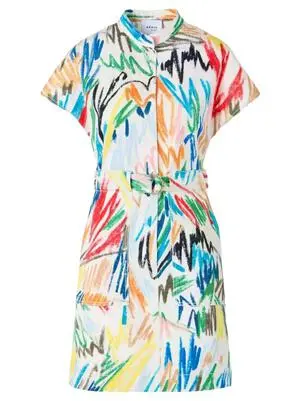 Akris Printed Belted Mini Dress - White