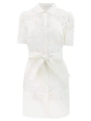 CHRISTY LYNN Valencia Laced Belted Dress - White