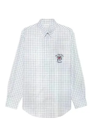 Drole De Monsieur Checked-pattern Logo-embroidery Shirt - White