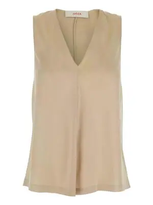 JUCCA Sleeveless V-neck Top - Neutrals