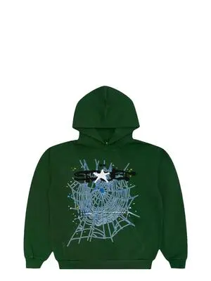 SP5DER Graphic Print Hooded Sweatshirt - Green
