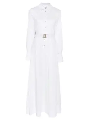 BLUGIRL Belted Collared Maxi Dress - White