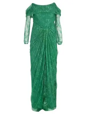 RHEA COSTA Ines Lace Maxi Dress - Green