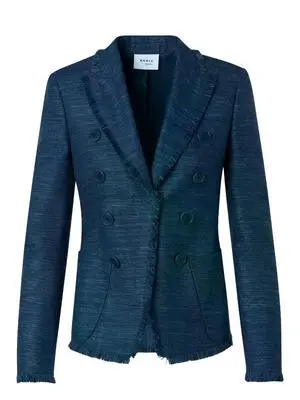 Akris Frayed-trim Fitted Jacket - Blue