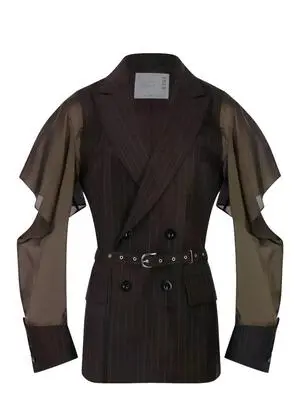 Sacai Belted Jacket Brown