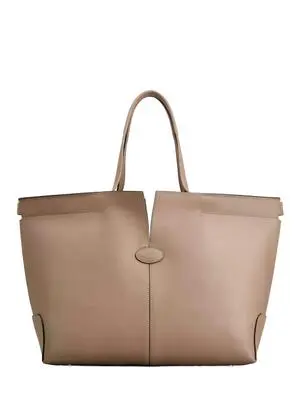 TOD'S V-cut Tote Bag With Detachable Pouch - Neutrals