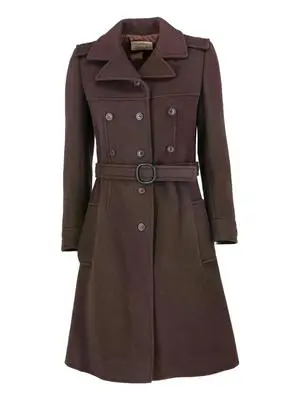 COURREGES Wool Single-breasted Belted Coat - Brown