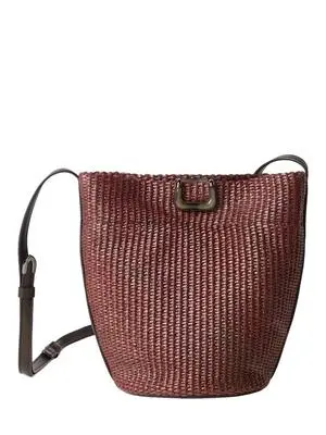 Brunello Cucinelli Sartorial Small Bucket Bag In Techno Raffia - Red
