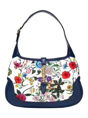 Gucci Jackie Floral Buckle Handbag - Blue