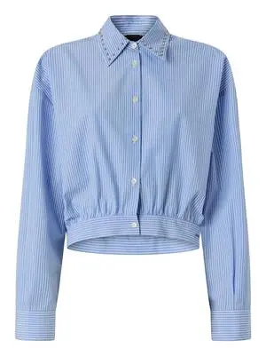 Pinko Charita Striped Cotton Shirt - Blue