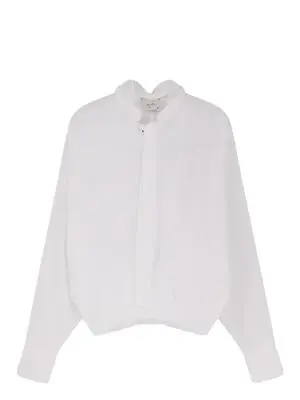 ALYSI Cotton Shirt With Bow Detail - White