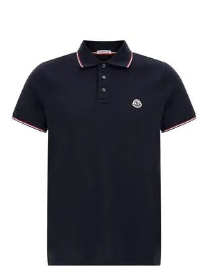 Moncler Cotton Polo Shirt - Blue