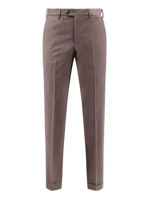 PT TORINO Master Fit Stretch Virgin Wool Trousers - Brown