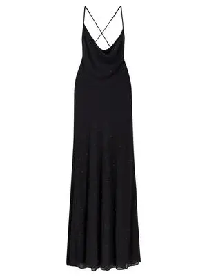 Pinko Farro Long Dress With Rhinestones - Black