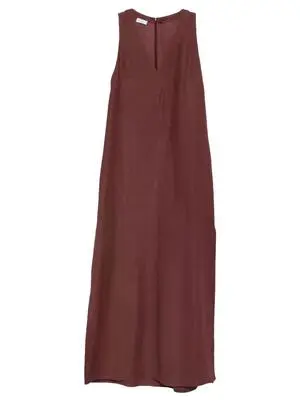 Brunello Cucinelli V-neck Slit Midi Dress - Red