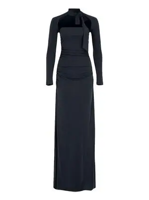 Zeynep Arçay Bow Neck Maxi Jersey Dress - Grey