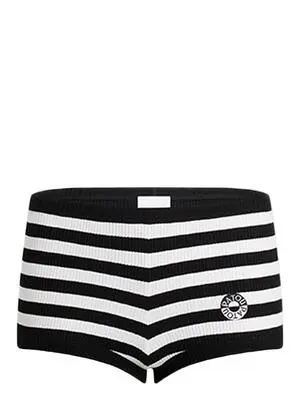 Patou Striped Rib Knit Shorts - Black & White