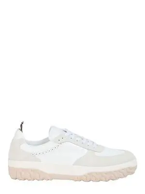 Thom Browne Letterman Leather And Suede Sneakers - White
