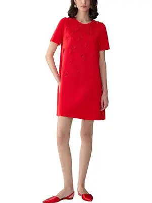 Carolina Herrera 3d Floral Shift Dress - Herrera Red