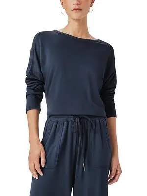 Splendid Jada Pointelle Sweatshirt - Navy