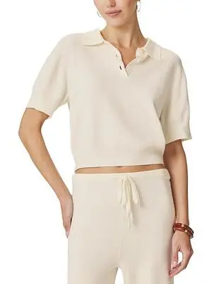 Splendid Christa Polo Short Sleeve Sweater - Shell