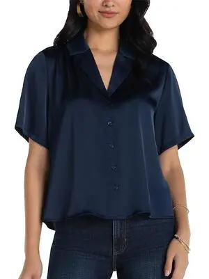 LIVERPOOL Camp Collar Blouse - Dark Navy