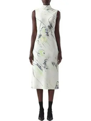 JASON WU Floral Print Midi Dress - Light Jade Multi