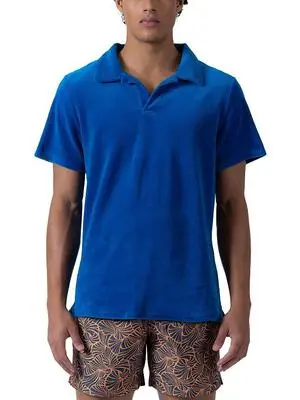 PRINCE & BOND Riviera Terry Cloth Polo Shirt - Mykonos Blue