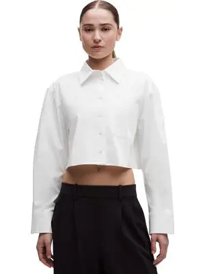 Lululemon Woven Cropped Button-up Long-sleeve Shirt - White