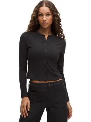 Lululemon Micro-Ribbed Button-Up Cardigan Black
