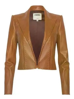 L'Agence Dulcie Whipstitch Leather Jacket - Brown