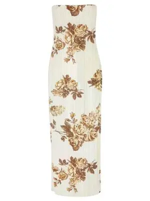 Magda Butrym Floral-print Strapless Midi Dress - Neutrals