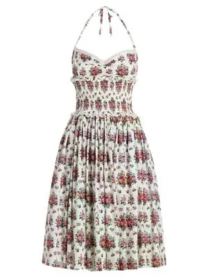 Dolce & Gabbana Floral Halterneck Mini Dress - White
