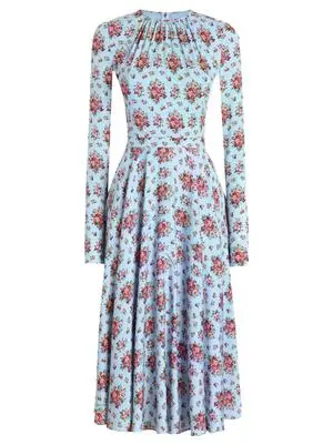 Dolce & Gabbana Flower Bouquets-print Midi Dress - Blue