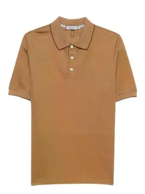 Canali Collar Trim Polo Shirt - Neutrals