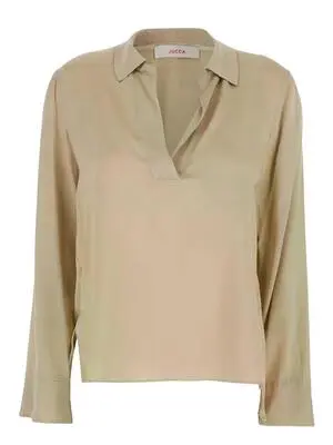JUCCA V-neck Long Sleeve Top - Neutrals